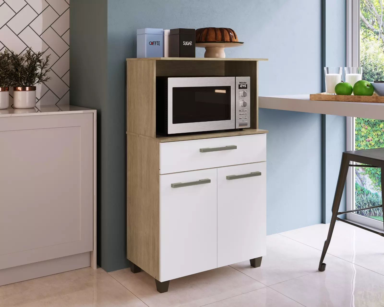 BALCON 2P 1C HORNO Y MICRO MIEL BLANCO